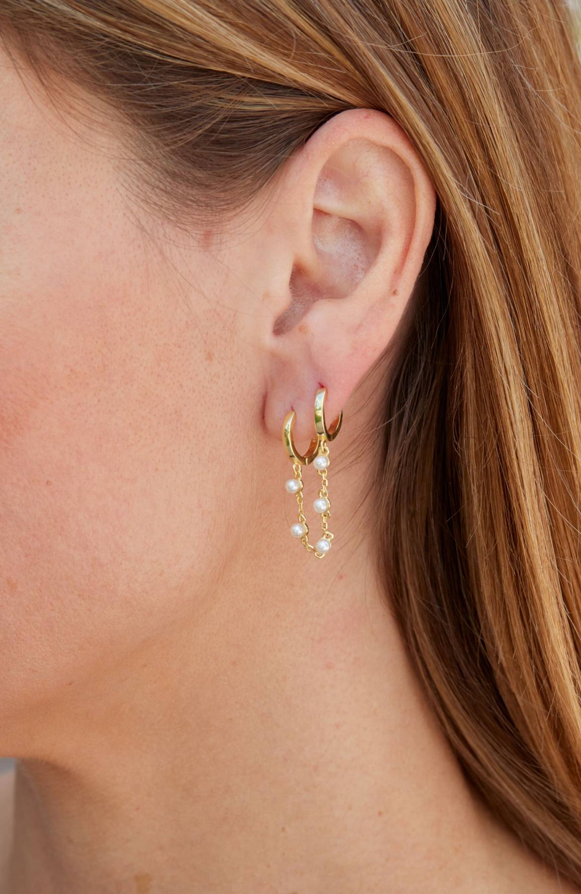 Double chain hoop earrings store